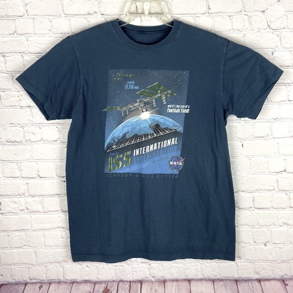 Nasa | Shirts | Nasa Mens Navy Blue International Space Station Short ...